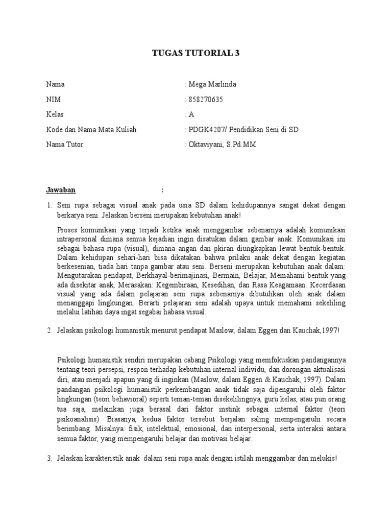 TT3 Seni Mega Marlinda | PDF