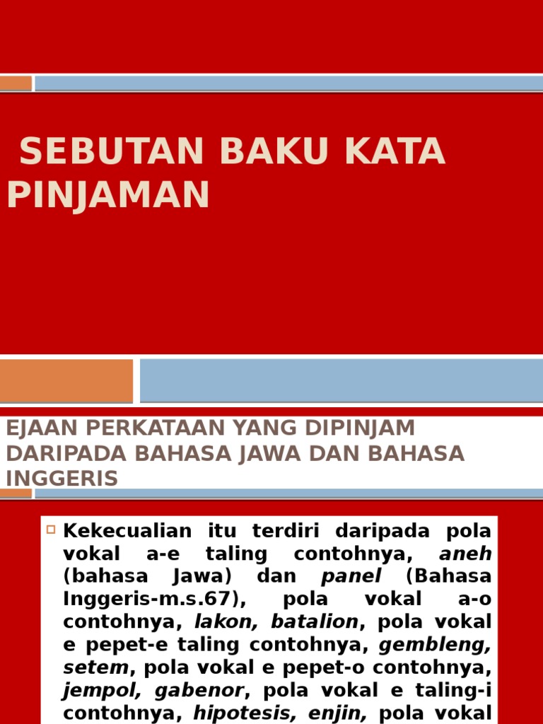 Kuliah 9 Sebutan Baku Kata Pinjaman | PDF