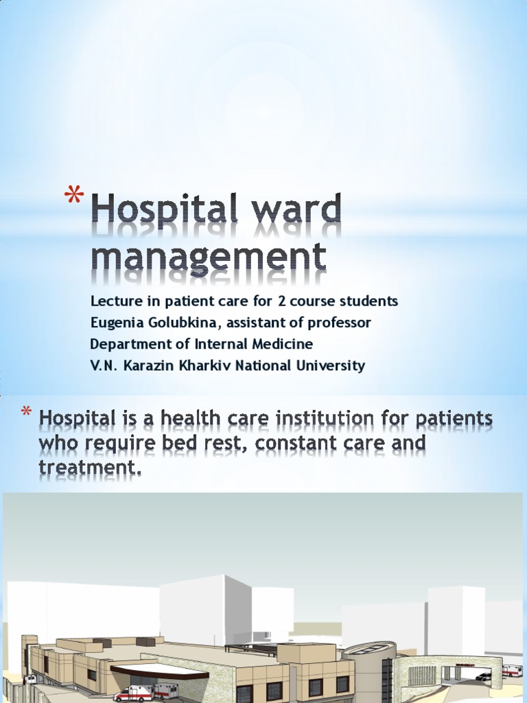 Lecture Hospital Ward Management 2course Golubkina | PDF | Hospital ...
