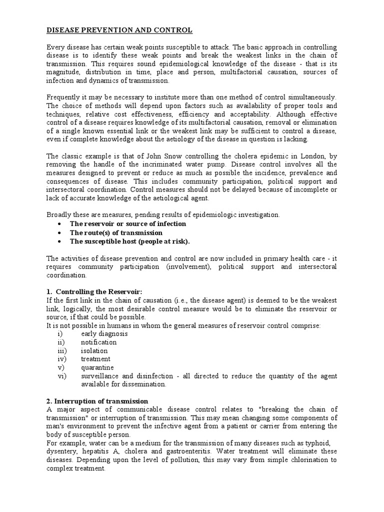 Disease Control Strategies Guide | PDF | Transmission (Medicine ...
