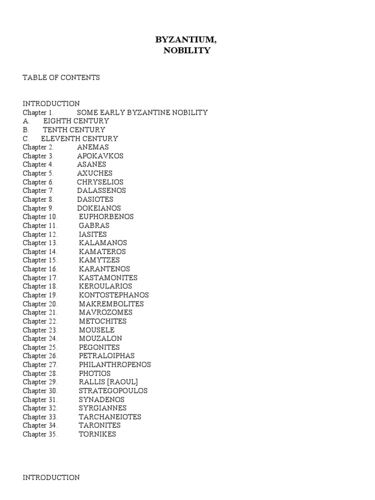 Byzantine Nobility Overview and Families | PDF | Byzantine Empire