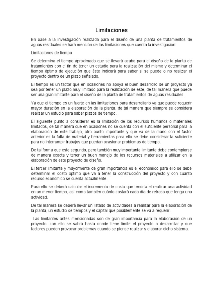 Limitaciones y Delimitaciones | PDF | Diseño | Contaminación