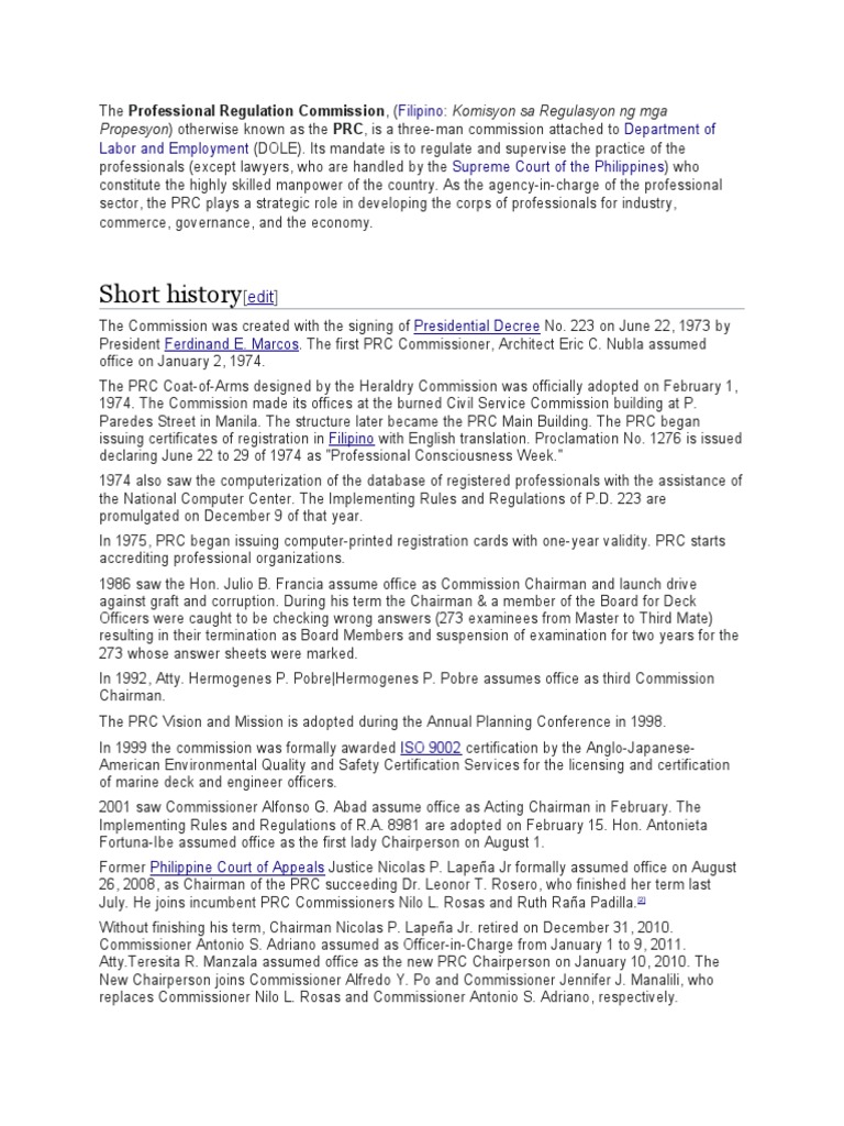 Short History: Propesyon) Otherwise Known As The PRC, Is A Three-Man ...