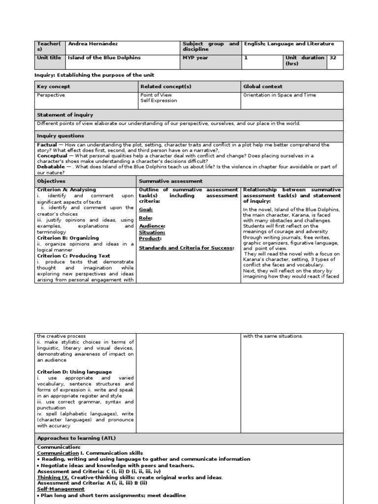 Year 1 Unit Planner II 2019-2020 | Download Free PDF | Educational ...