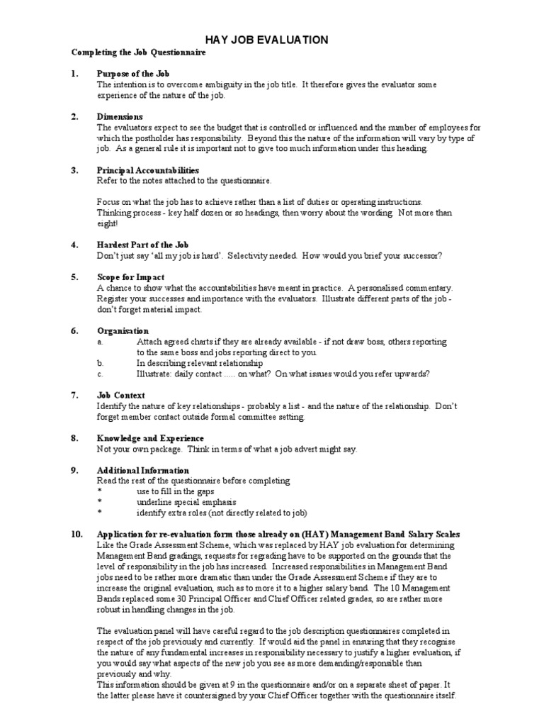 HAY Evaluation Form | PDF | Accountability | Information