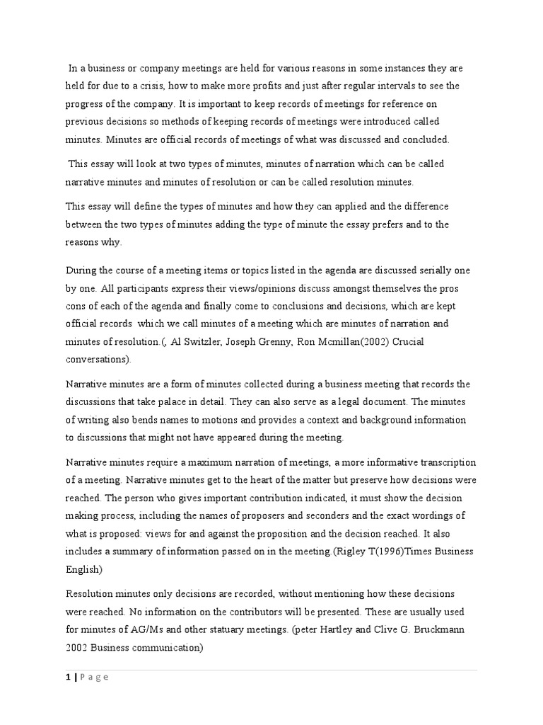 Understanding Narrative Meeting Minutes | PDF | Essays | Information