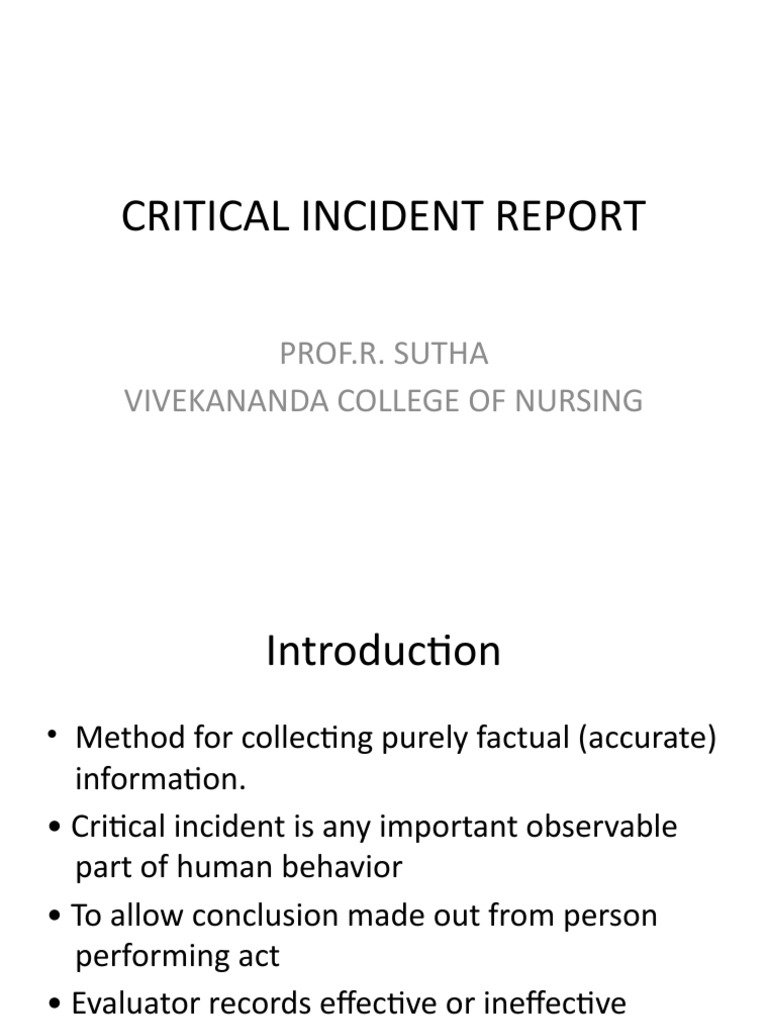 Critical Incident Record | PDF | Behavior | Health Care
