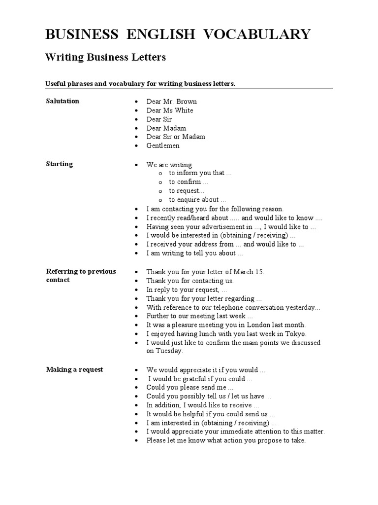 Business English Vocabulary | PDF