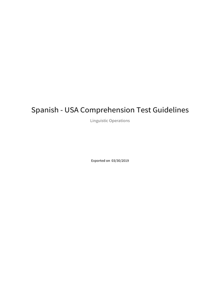Spanish - USA Comprehension Test Guidelines-V5-20190329 - 033018 | PDF