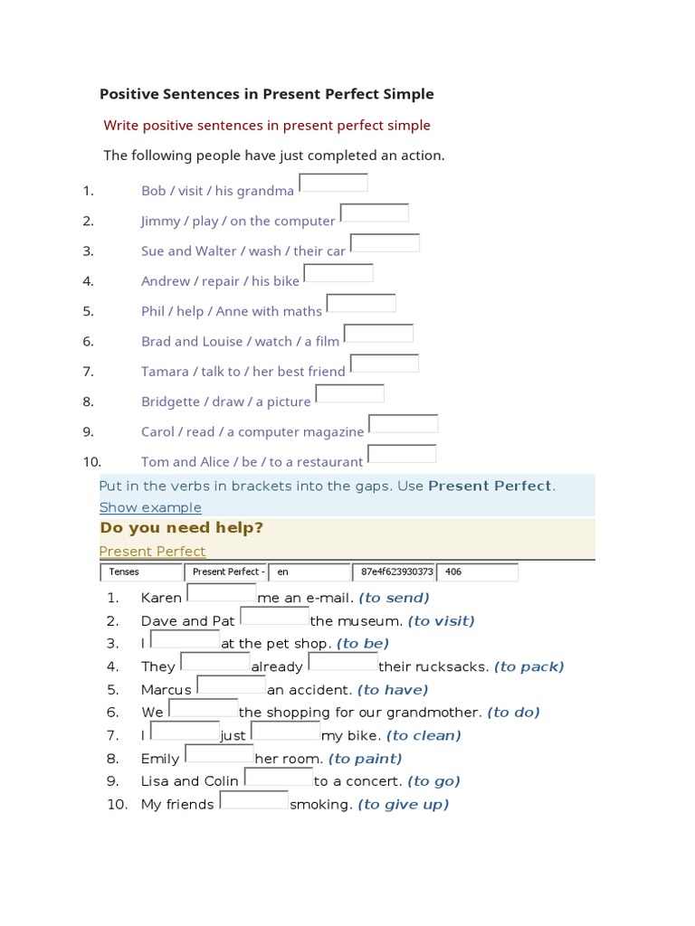 Positive Sentences in Present Perfect Simple | PDF | Loch Ness Monster ...