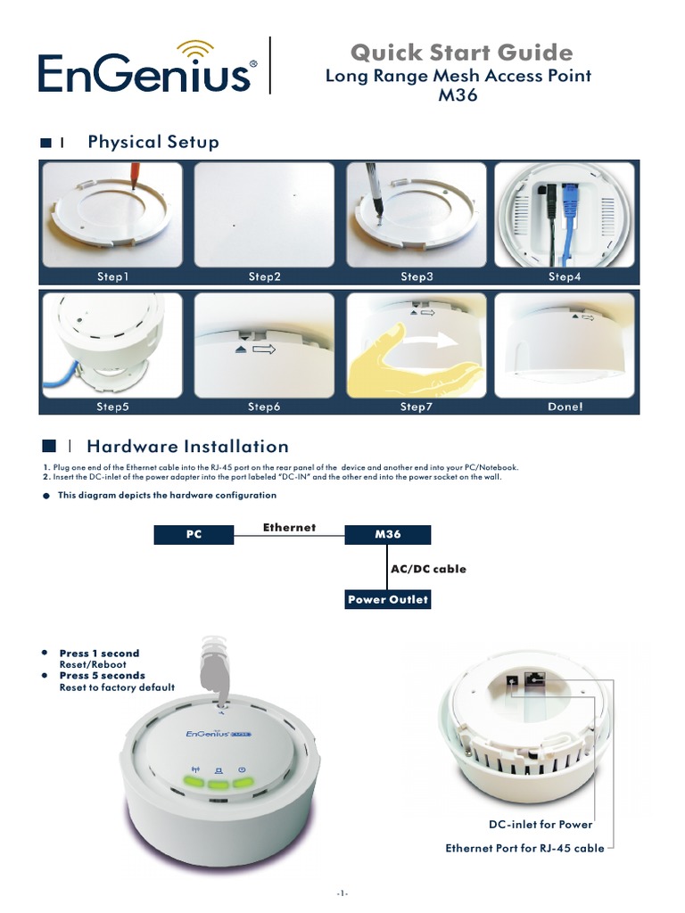 Quick Start Guide: Long Range Mesh Access Point M36 Physical Setup ...