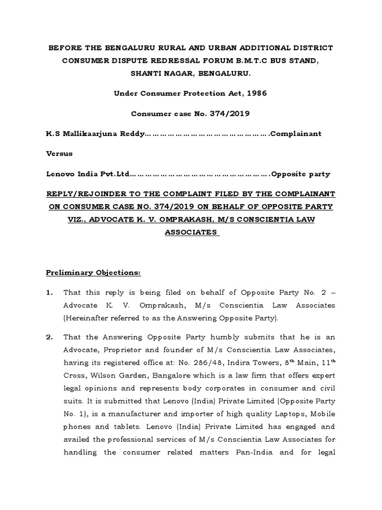 Rejoinder | PDF | Complaint | Social Institutions