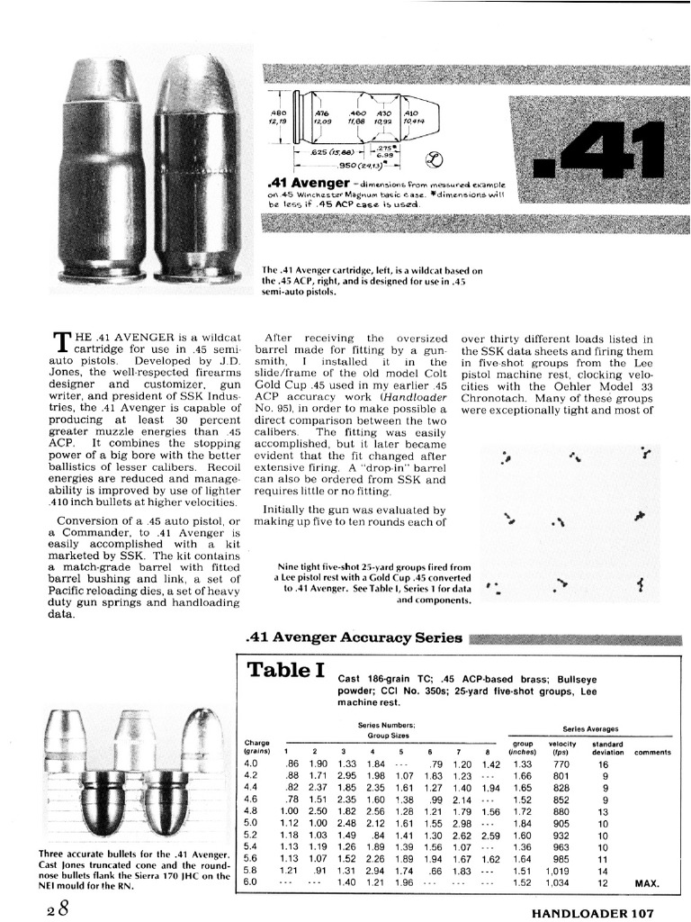 41 Avenger: A SSK | PDF | Handgun | Bullet