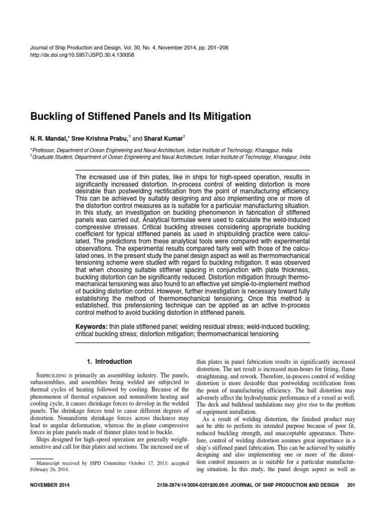 Buckling of Stiffened Panels and Its Mitigation-Mandal-2014 | PDF ...