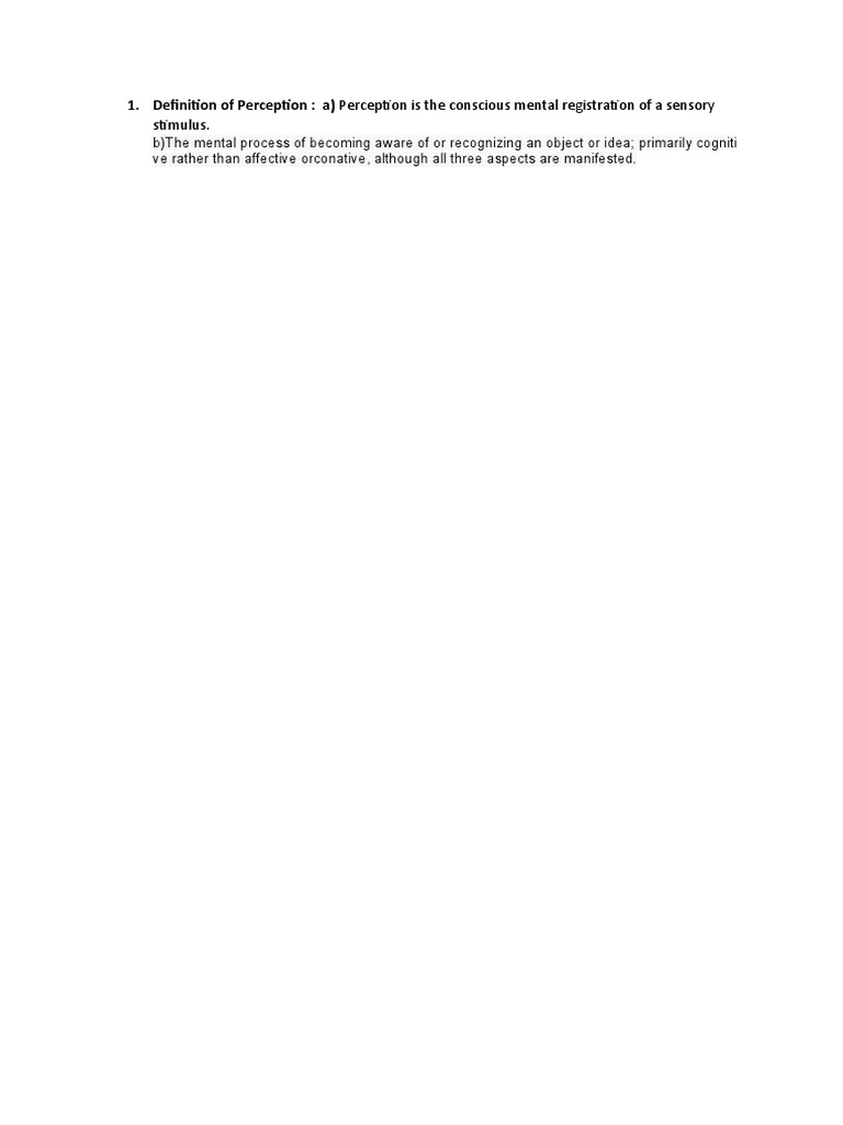 Definition of Perception | PDF