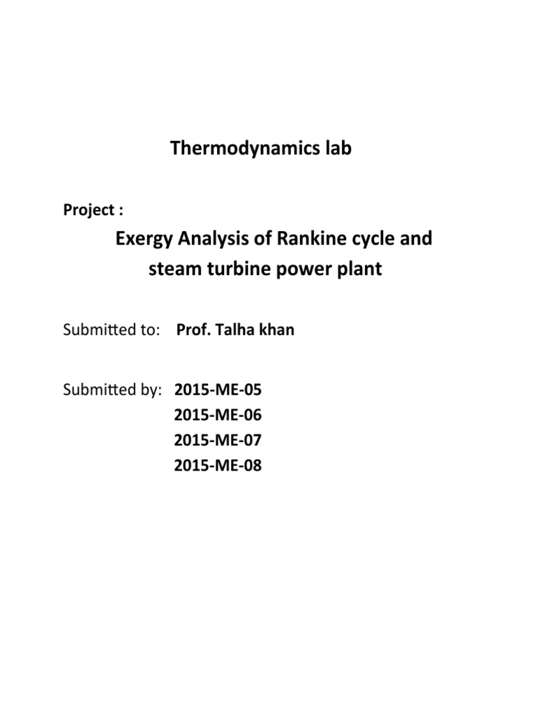 Thermodynamics Lab: Project | PDF | Exergy | Continuum Mechanics