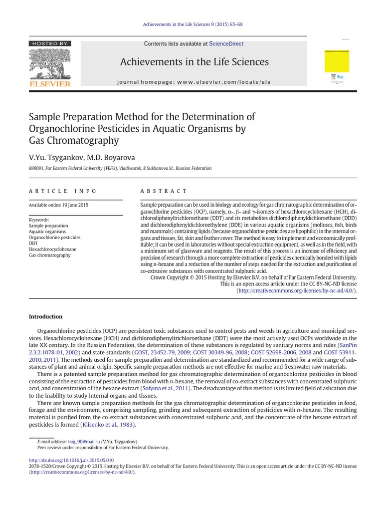 Sample Preparation Method For The Determination Of Orga 2015