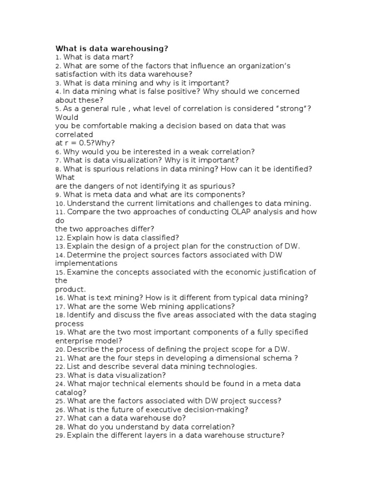 Data Mining Question Bank | PDF | Data Warehouse | Data Mining