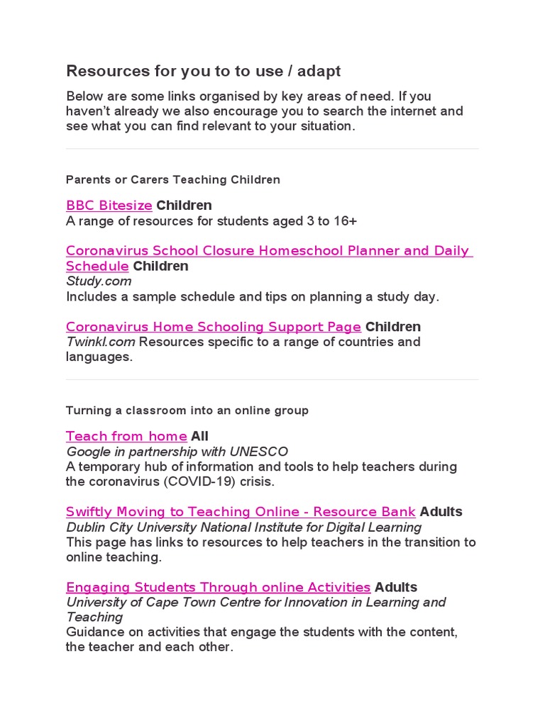 Resources For You To To Use | PDF | Educational Technology | Homeschooling