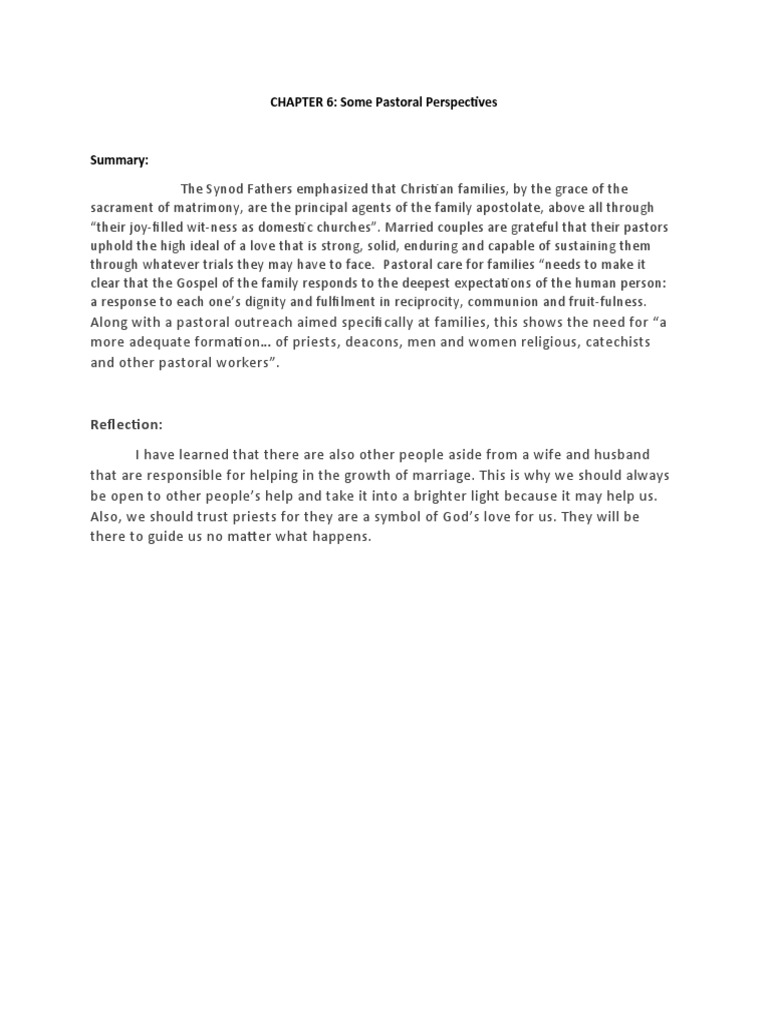CHAPTER 6: Some Pastoral Perspectives: Reflection | PDF