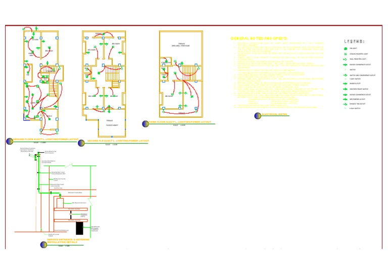 3 Storey Lighting/power Layout | PDF | Electrical Wiring | Building ...