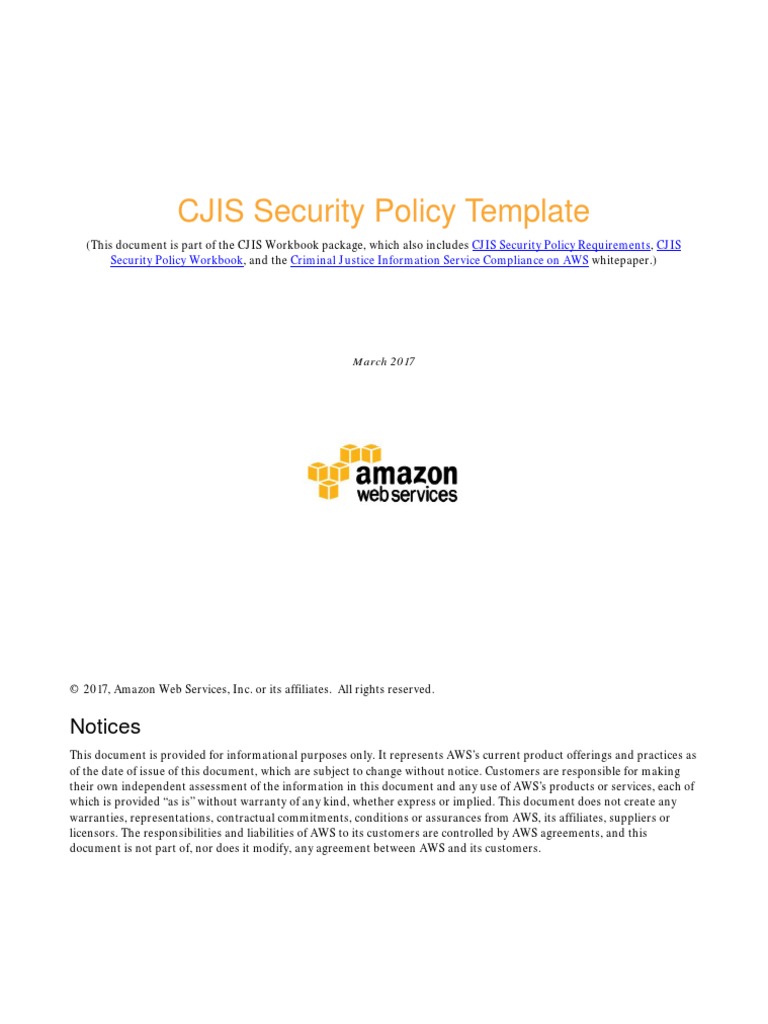AWS CJIS Policy Template | PDF | Amazon Web Services | Social ...