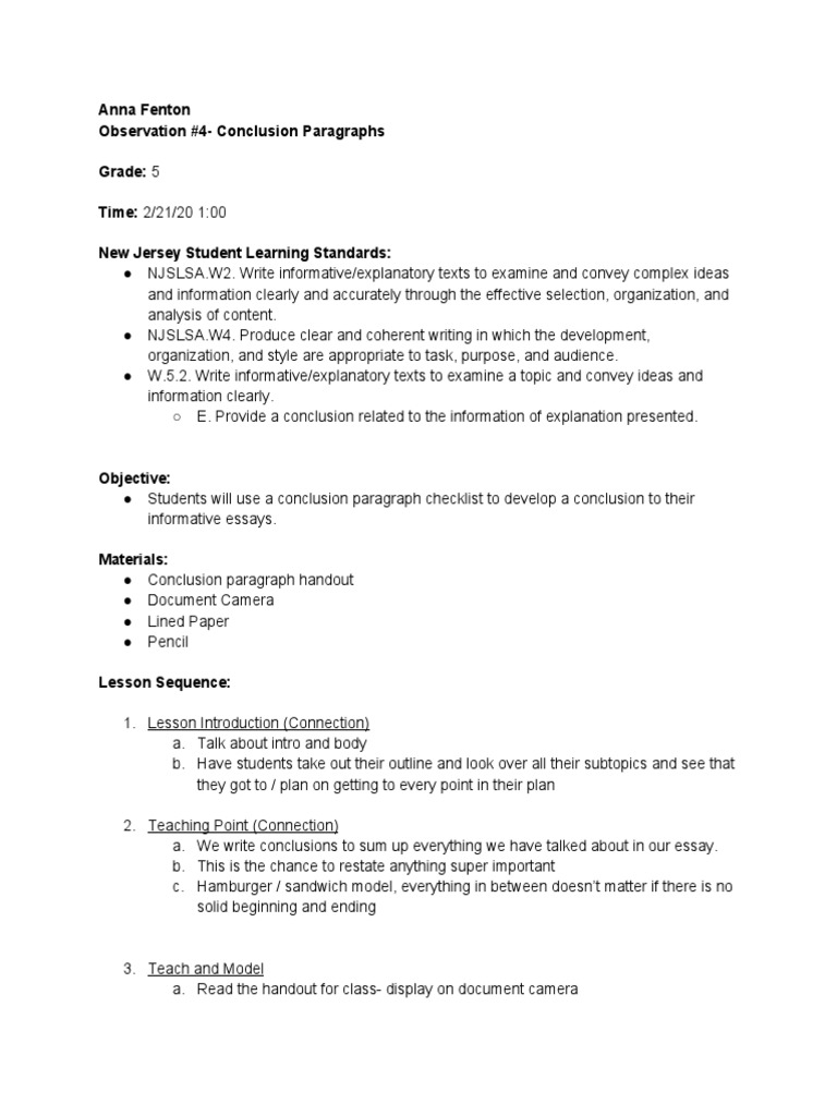 Observation 4 - Conclusion Paragraphs | Download Free PDF | Essays ...
