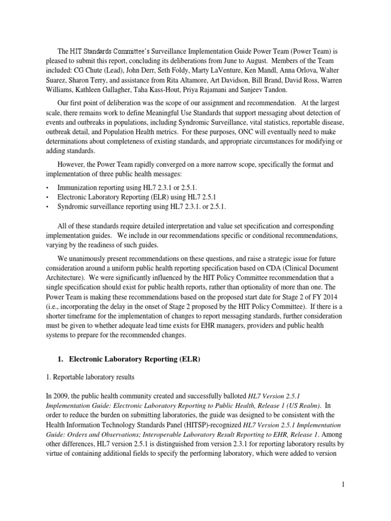 Electronic Laboratory Reporting (ELR) | PDF | Electronic Health Record ...