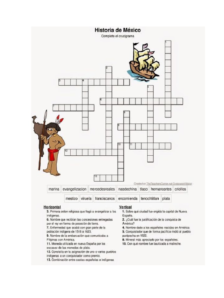 Crucigrama Sobre La Conquista y Colonia de America | PDF