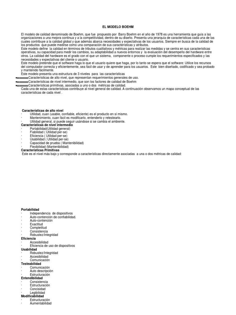 El Modelo Boehm 1 | PDF | Calidad (comercial) | Software