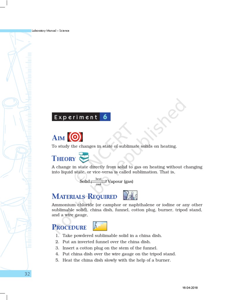 Sublimation Experiment Procedure | PDF | Liquids | Materials Science