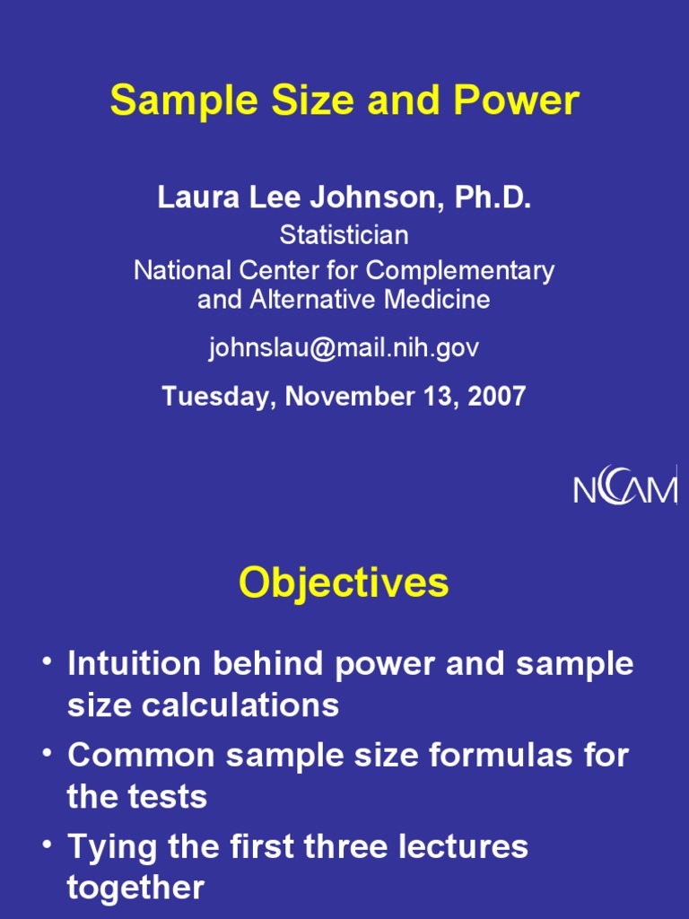 Sample Size and Power | PDF | Sample Size Determination | Statistics