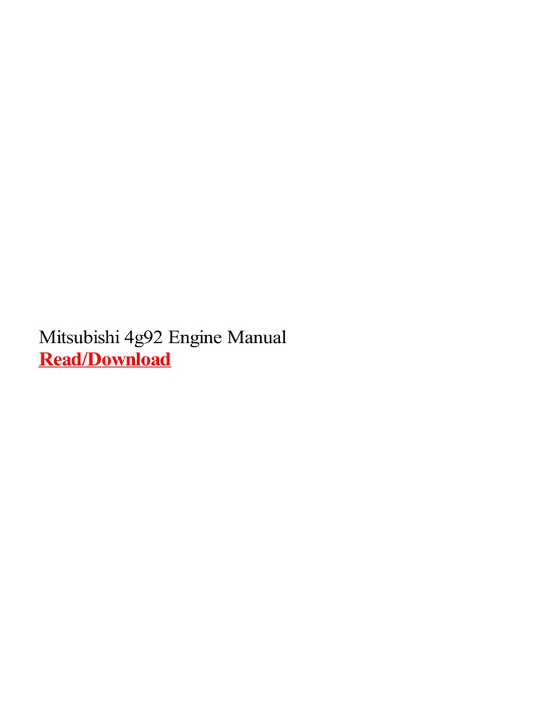 Mitsubishi 4g92 Engine Manual PDF | PDF | Car Manufacturers Of Japan ...