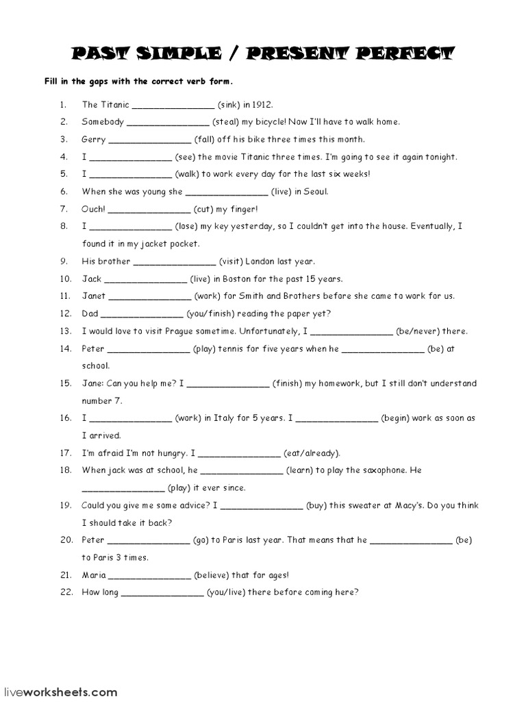 Past V Present Perfect Tense | PDF