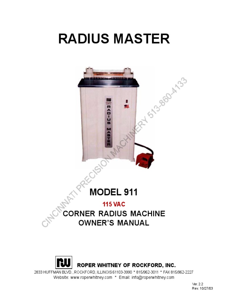 Roper Whitney Radius Master 911 Manual - Watermark | PDF | Safety ...