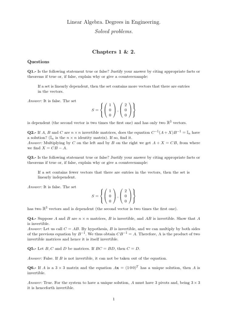 Linear Algebra Solved Problems Pdf Eigenvalues And Eigenvectors