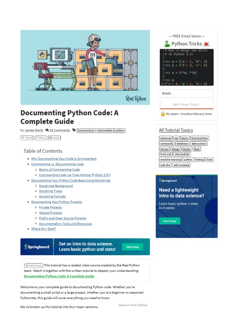 Documenting Python Code A Complete Guide Pdf Class Computer Programming Method
