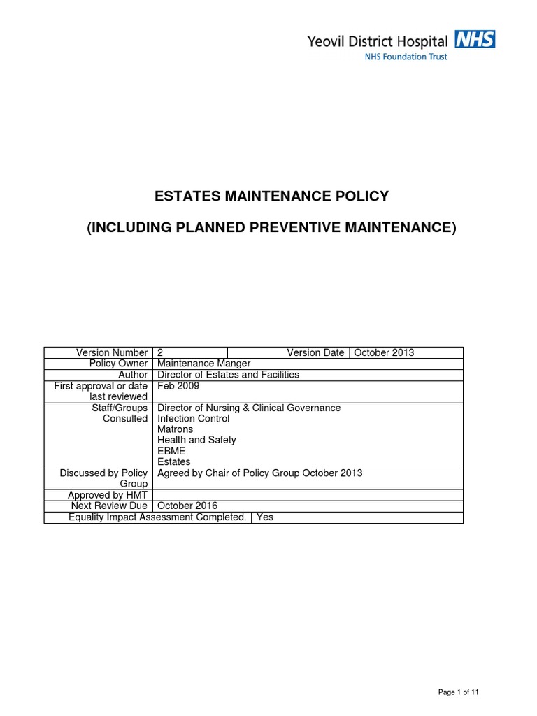 MOS - Maintenance-Policy | Download Free PDF | Health Care | Risk