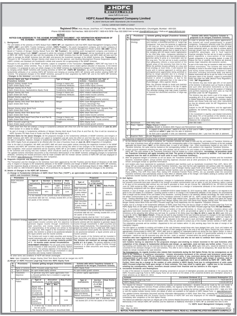 HDFC MF Schemes-14 May 2014 | PDF | Securities (Finance) | Investing