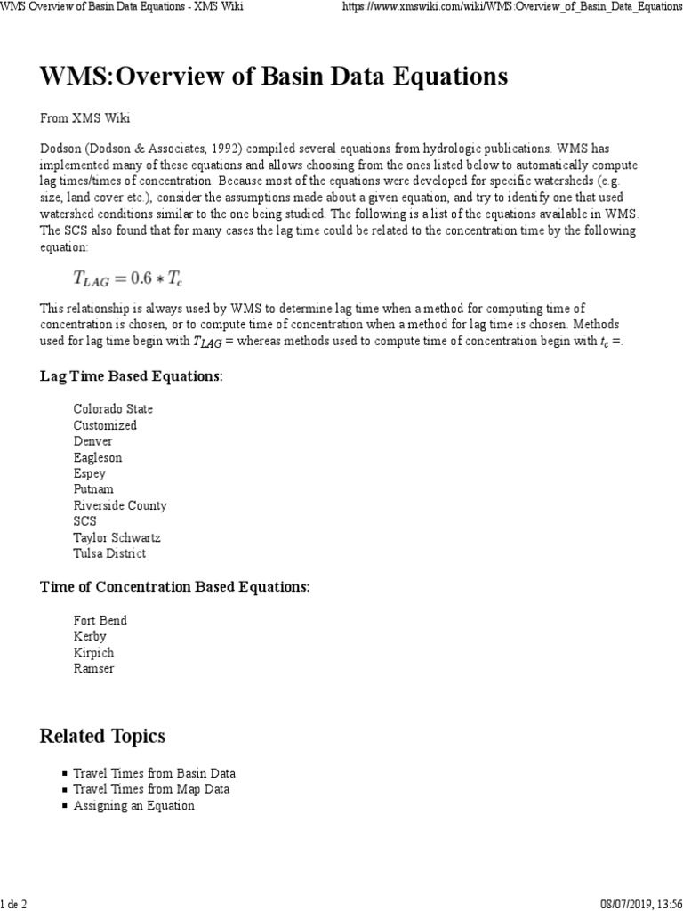 WMS:Overview of Basin Data Equations: Related Topics | PDF