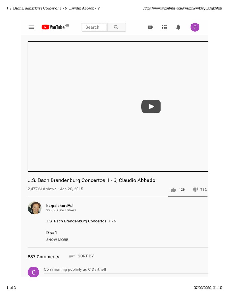 J.S. Bach Brandenburg Concertos 1 - 6, Claudio Abbado - YouTube | PDF