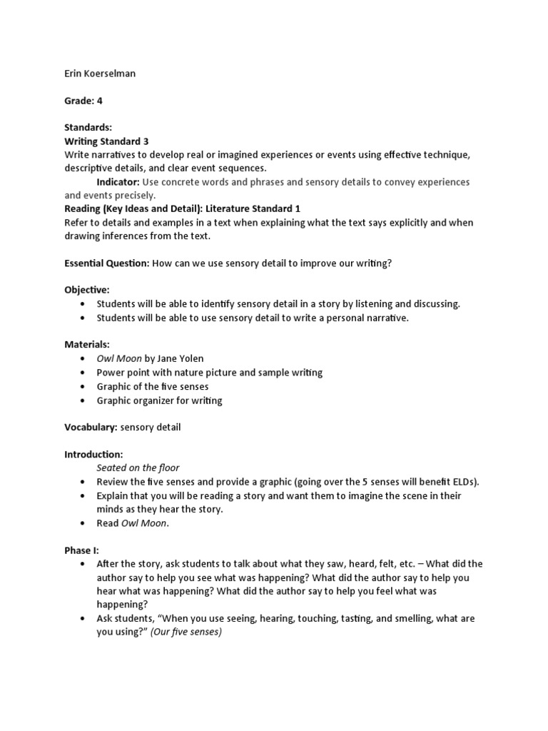 Enhancing Writing with Sensory Details | PDF | Senses | Perception