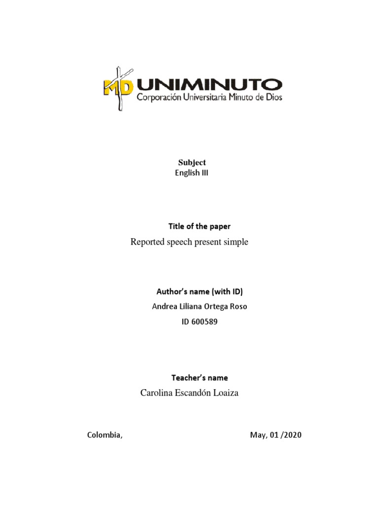 Reported Speech in Present Simple | PDF