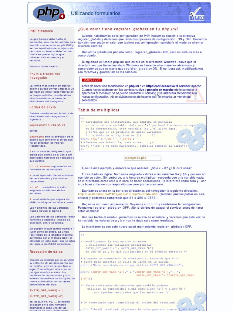 19 PHP. Utilizando Formularios | PDF