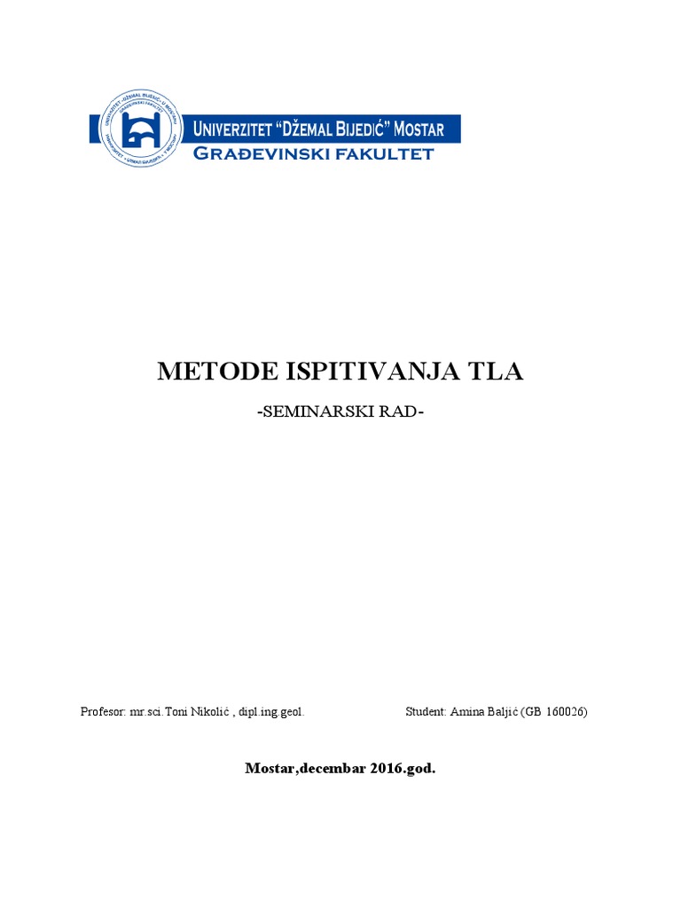Metode Ispitivanja Tla | PDF