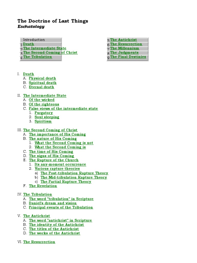 Understanding the Doctrine of Last Things | PDF | Rapture | Purgatory