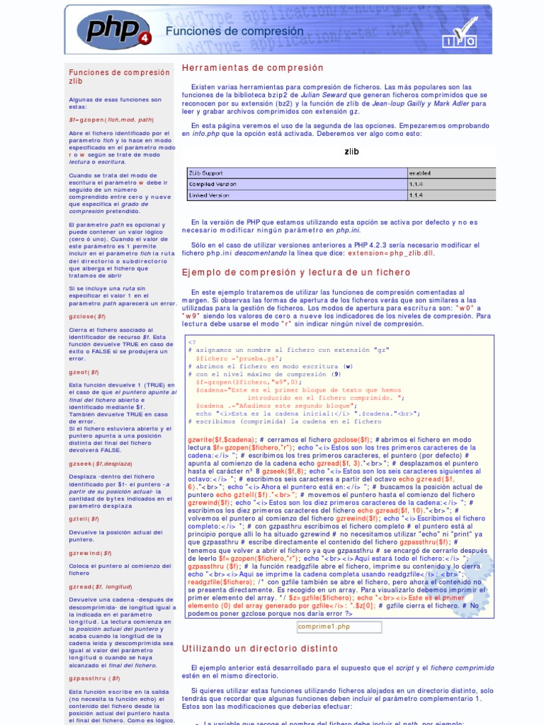 Guía de Compresión en PHP | PDF | Servidor web | Internet y web