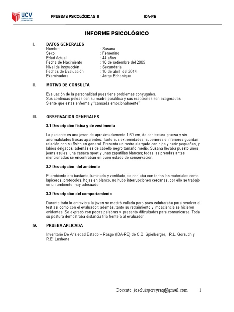 3 IDARE Informe Extenso | PDF | Ansiedad | Ciencias del comportamiento
