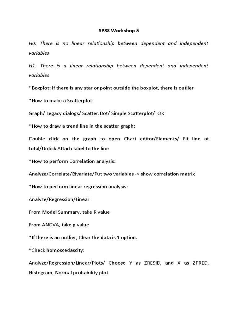 SPSS - Workshop 5 | PDF