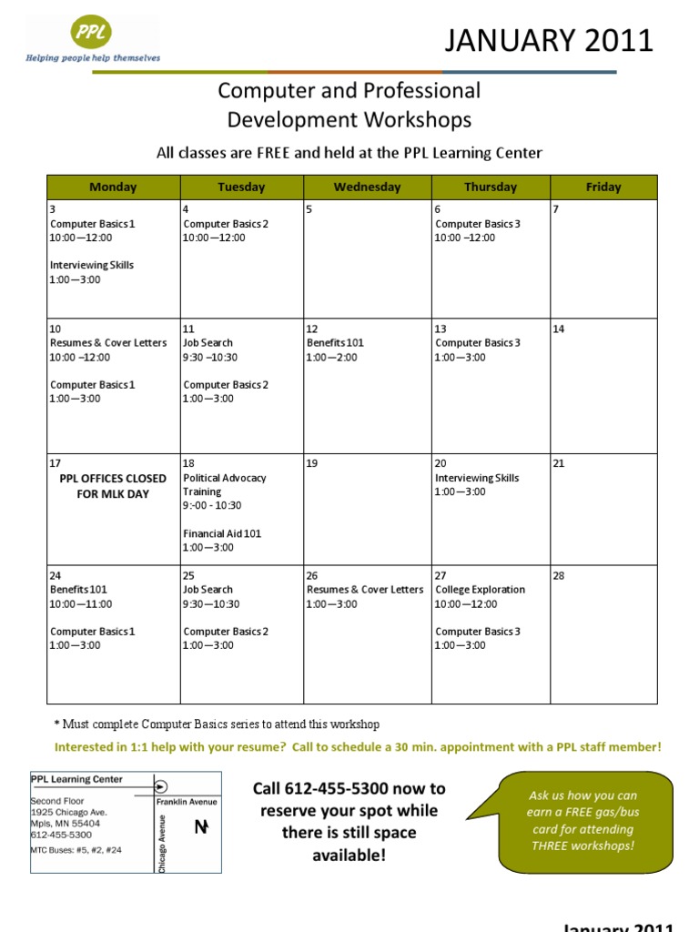 January 2011 Workshops & Newsletter | PDF | Learning | Business